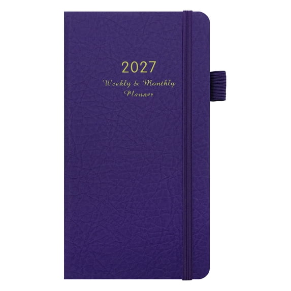 2027 Weekly & Monthly Planner, A7 Hardcover Agenda Book with Elastic ...