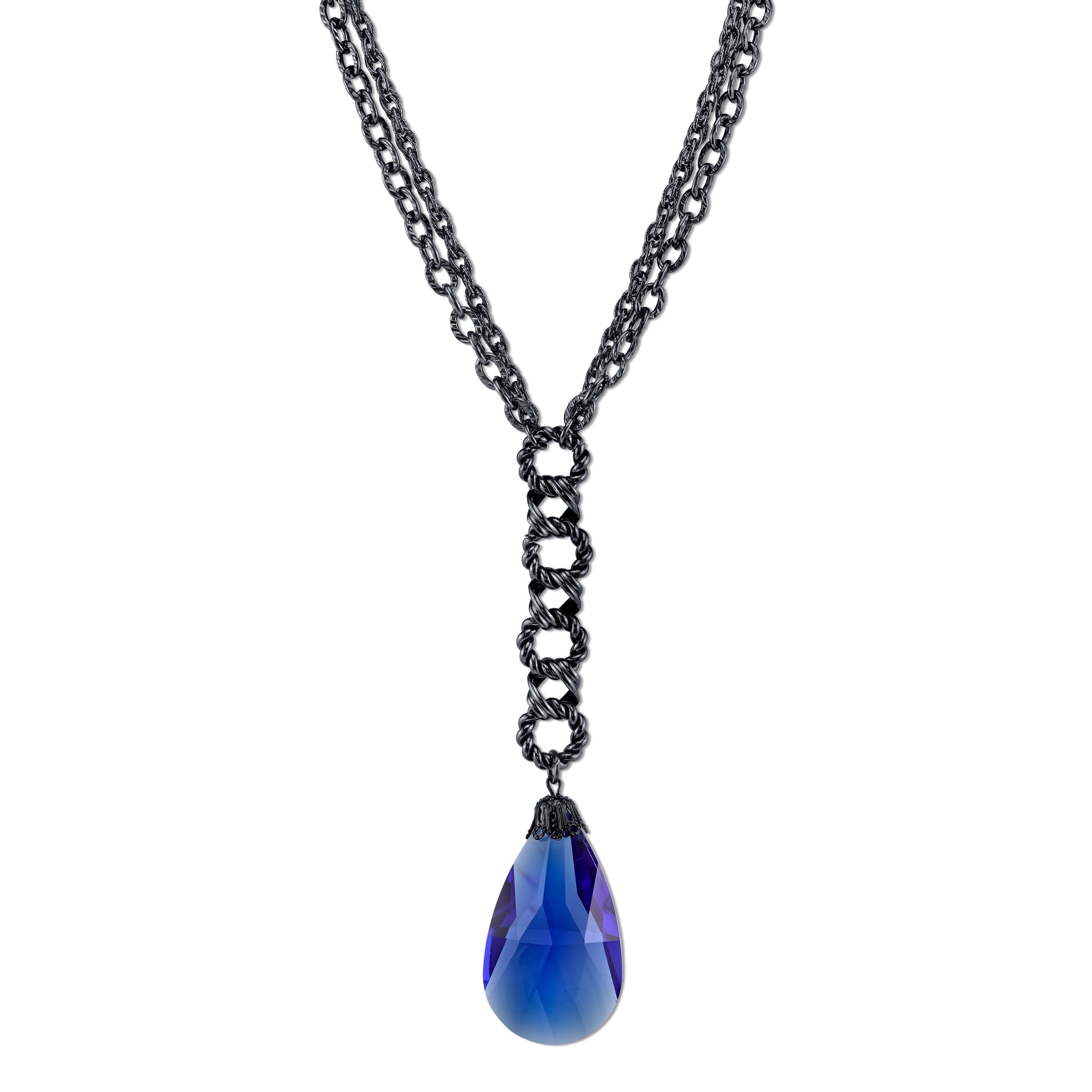 2028 Jewelry Blue Pearshape Briolette Y-Necklace For Women 16" + 3 ...