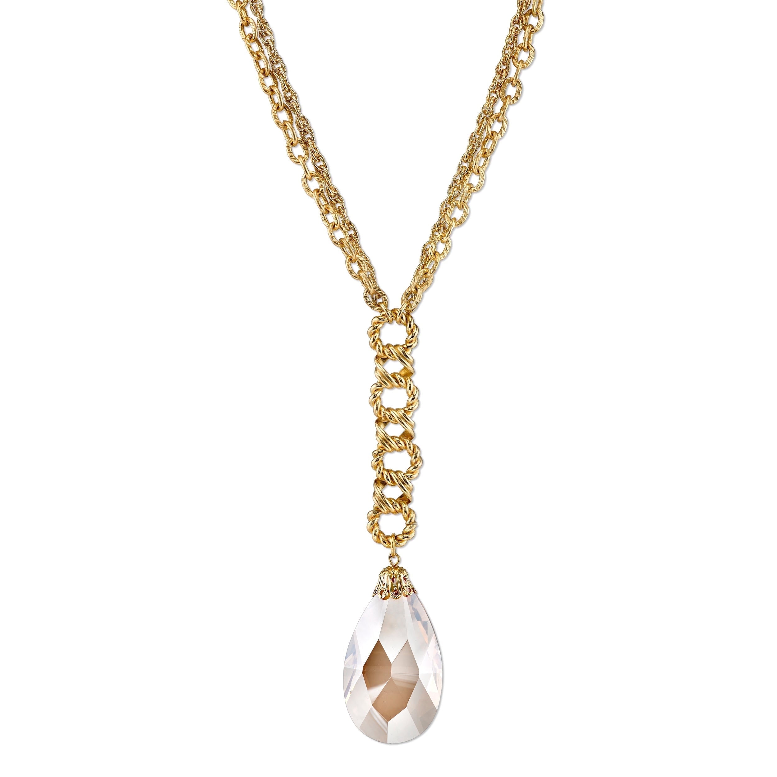 2028 Jewelry Light Topaz Color Crystal Pearshape Briolette Y-Necklace ...