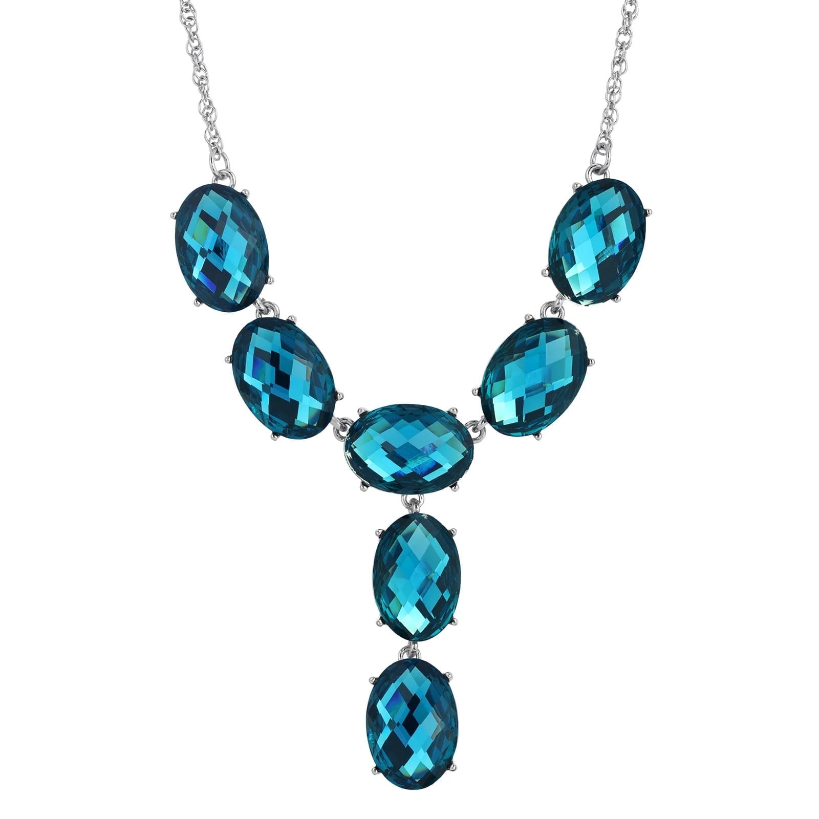 2028 Jewelry Oval Faceted Y-Necklace Drop Necklace 15 + 3 Extender ...