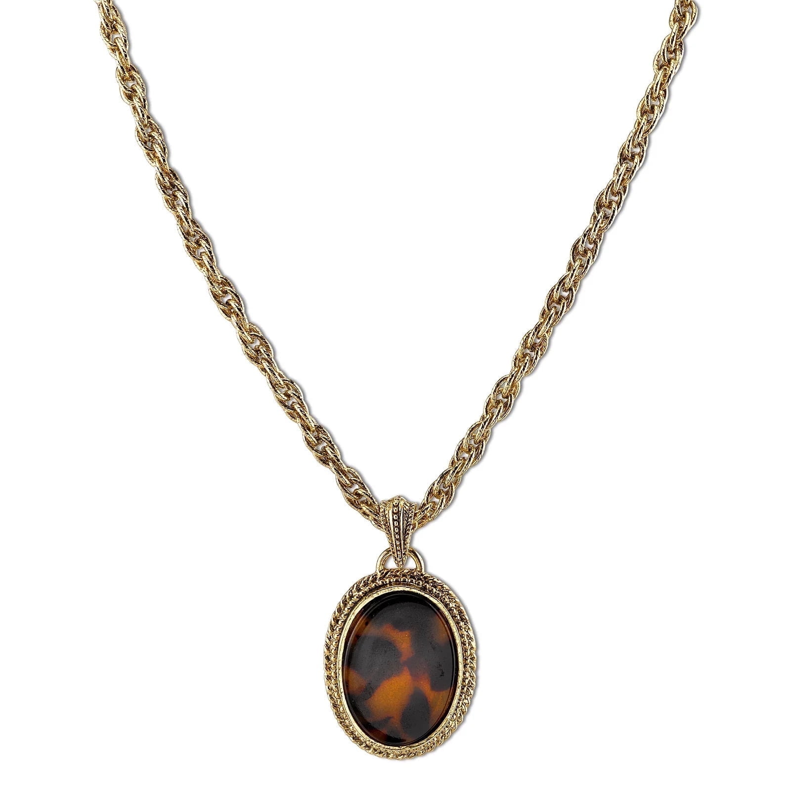2028 Jewelry Tortoise Color Oval Pendant Necklace 16 + 3 Extender ...