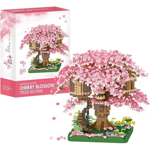 YTIANMI Japanese Flower House Building Kit, Bonsai Sakura Tree, 2028 ...