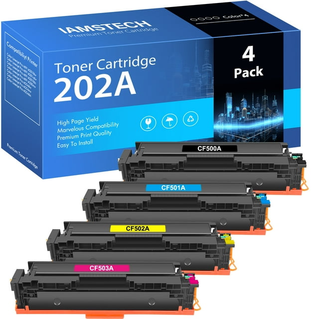 202A 4-Pack Toner Cartridge Compatible for HP 202A 202X CF500A CF501A ...
