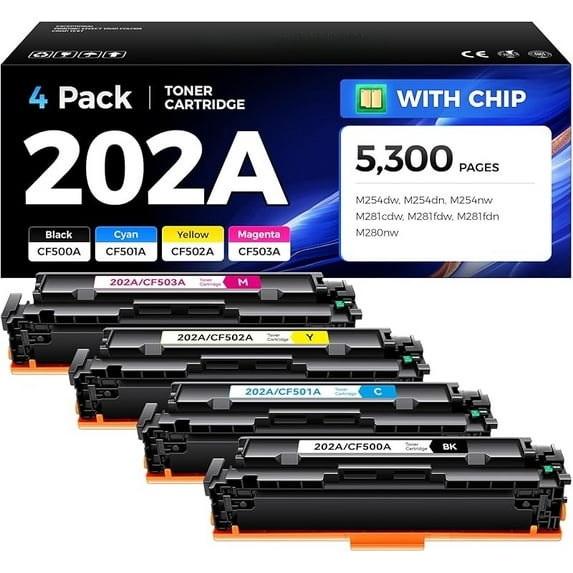 202A Toner Cartridge Set 4-Pack High Yield Replacement for HP 202A ...