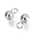 202F Stainless Steel Charms Ball Stainless Steel Color 7x4mm Hole: 1 ...