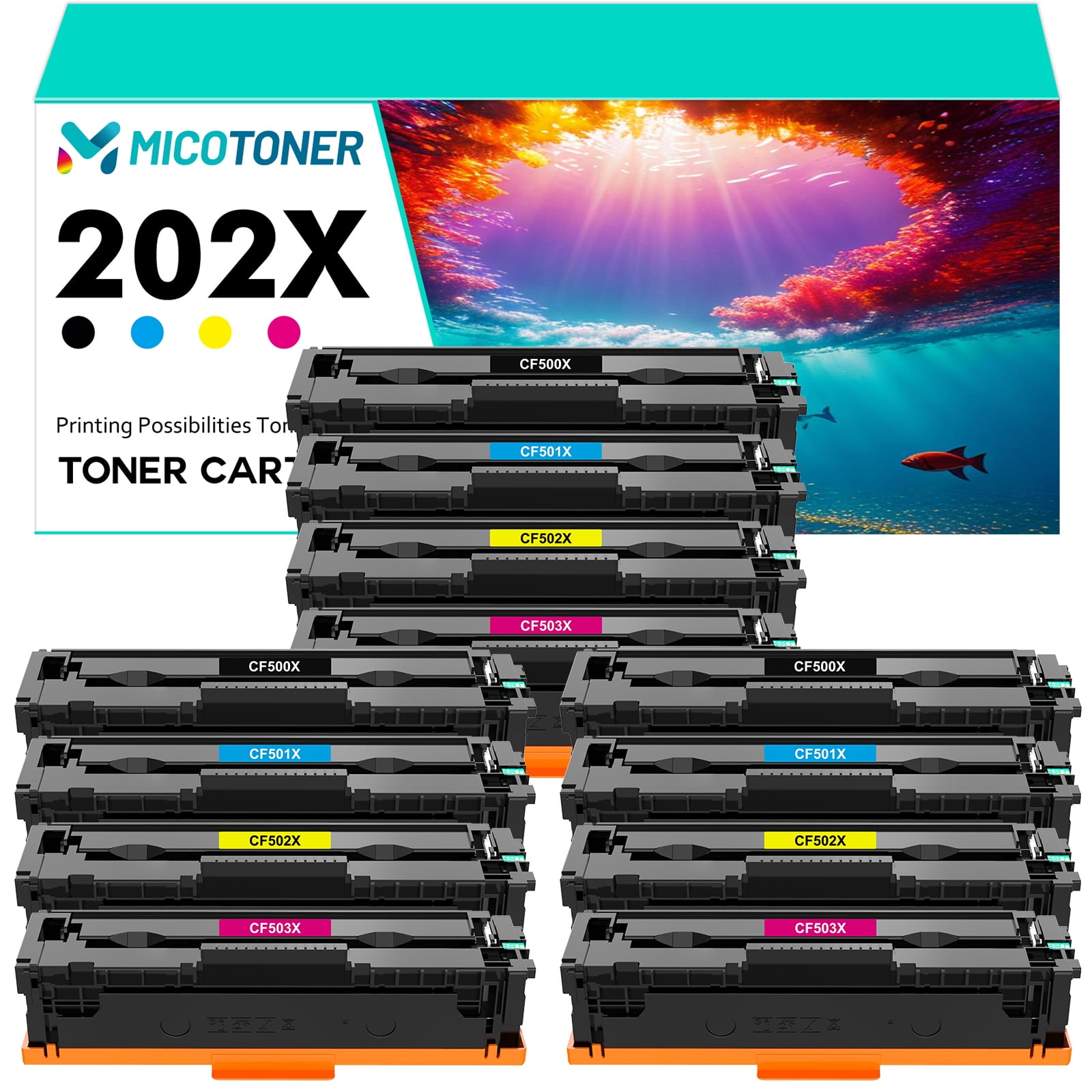 202X 12-Pack Compatible Toner Cartridge for HP CF500X CF501X CF502X ...