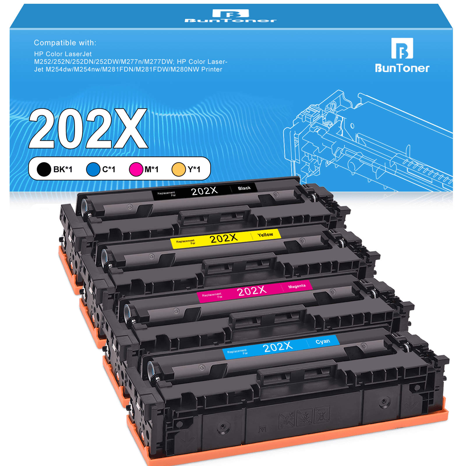 202X Toner Cartridge Compatible for HP 202X 202A CF500X CF500A for ...