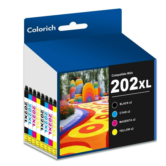 202XL Ink Cartridges 8 Pack Compatible for Epson 202XL 202 Printer Ink ...
