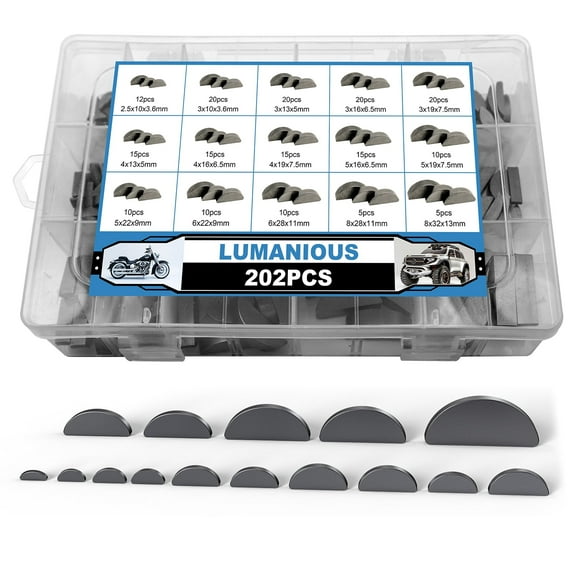 202pcs Woodruff Key Assortment Metric Set - 15 Popular Sizes Carbon ...