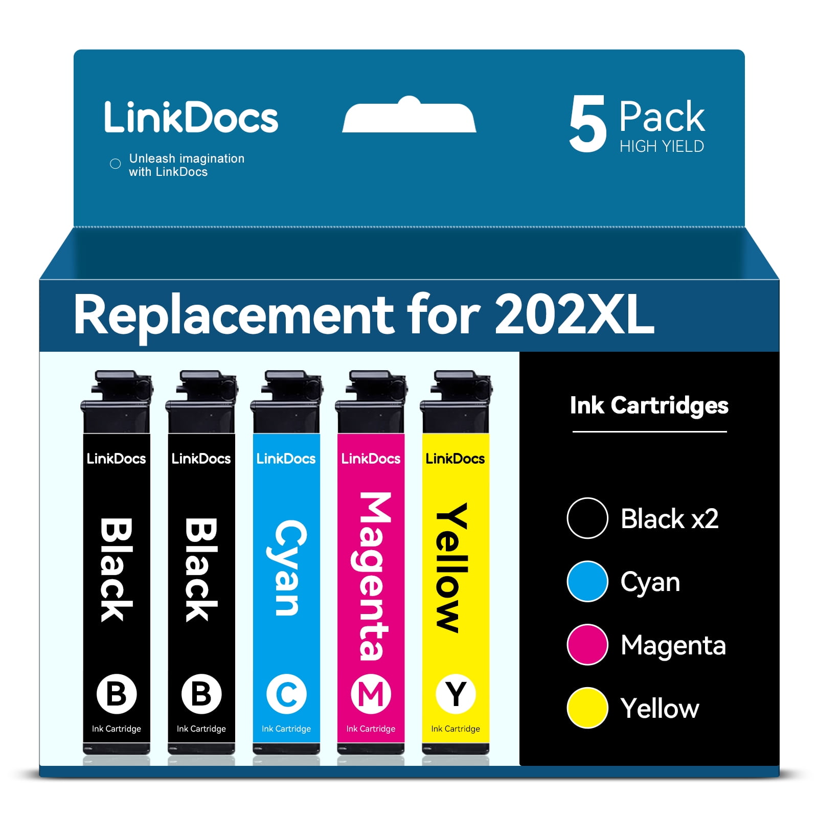 LinkDocs Ink with Latest Chips Replacement for Epson 202, 202XL T202XL ...