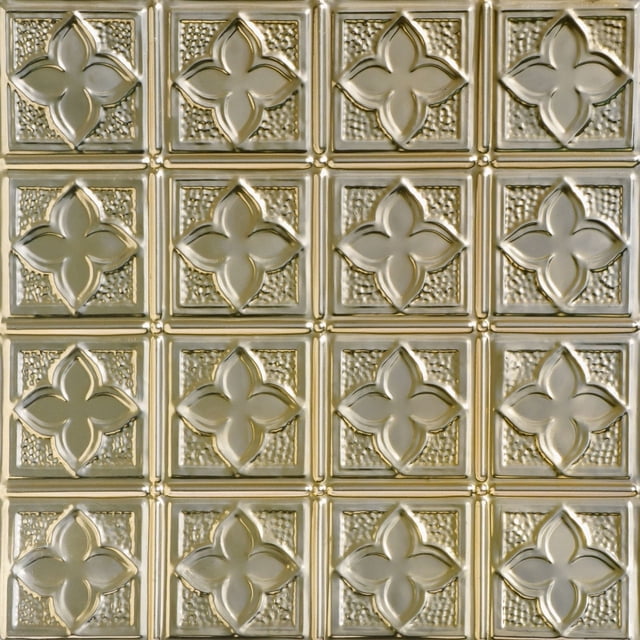 203 - Clover Tin Plated Nail-Up Ceiling Tile in Gold Nugget (48 Sq.ft ...