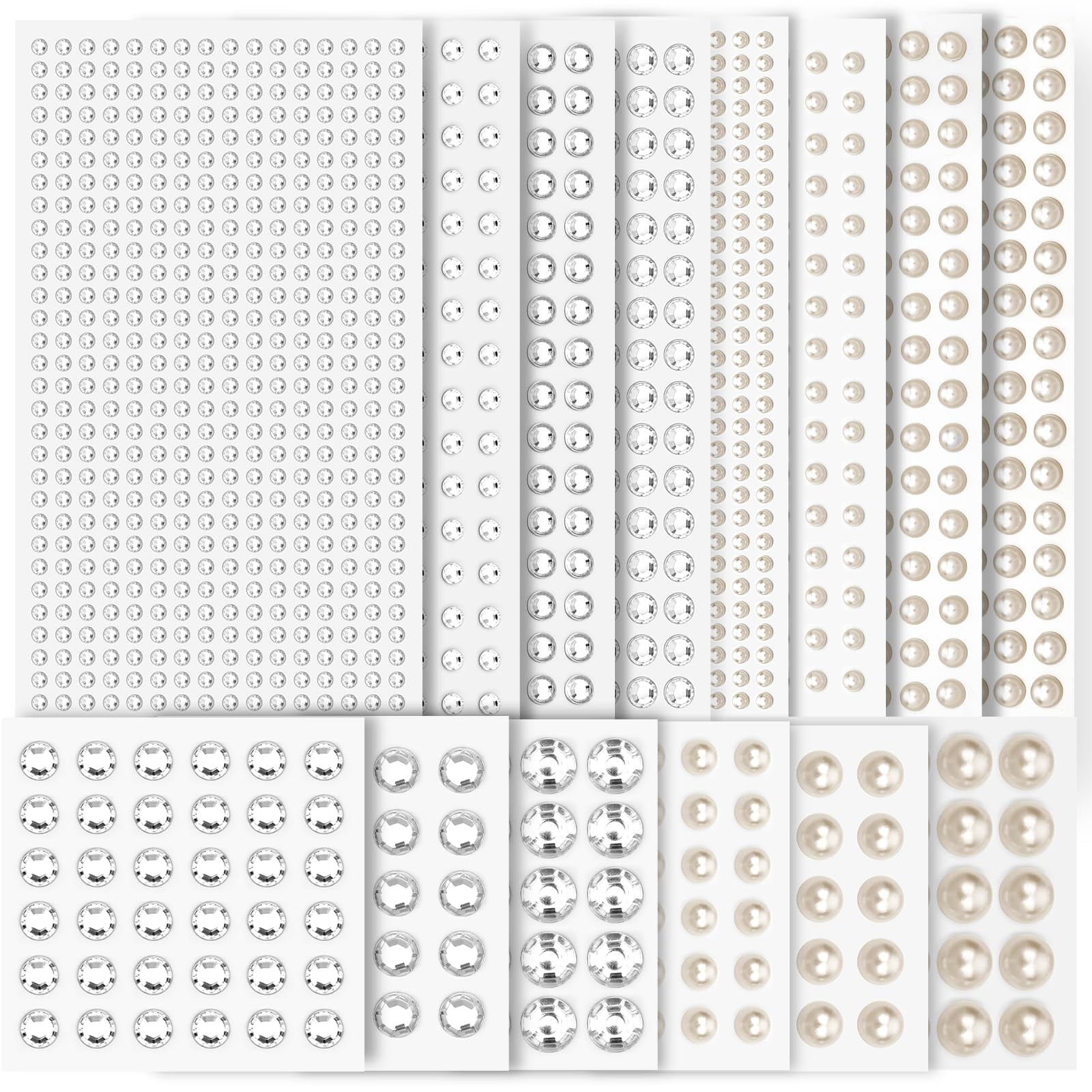 2032 Pcs Face Gems Face Pearl Rhinestones Self-Adhesive Hair Gems Face ...