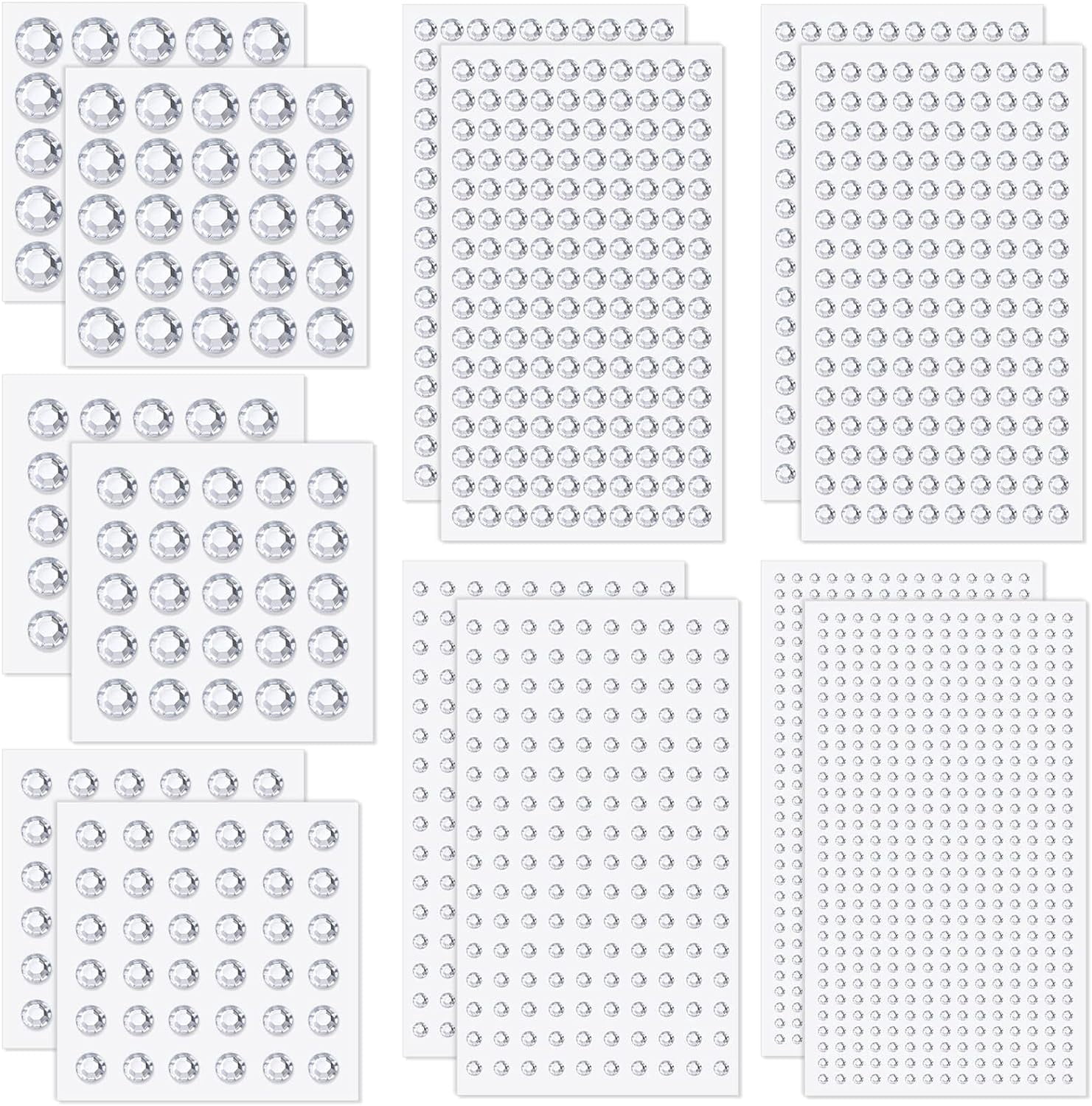 2032 Pieces Self Adhesive Face Gems Stick on, Hair Gems Rhinestones ...