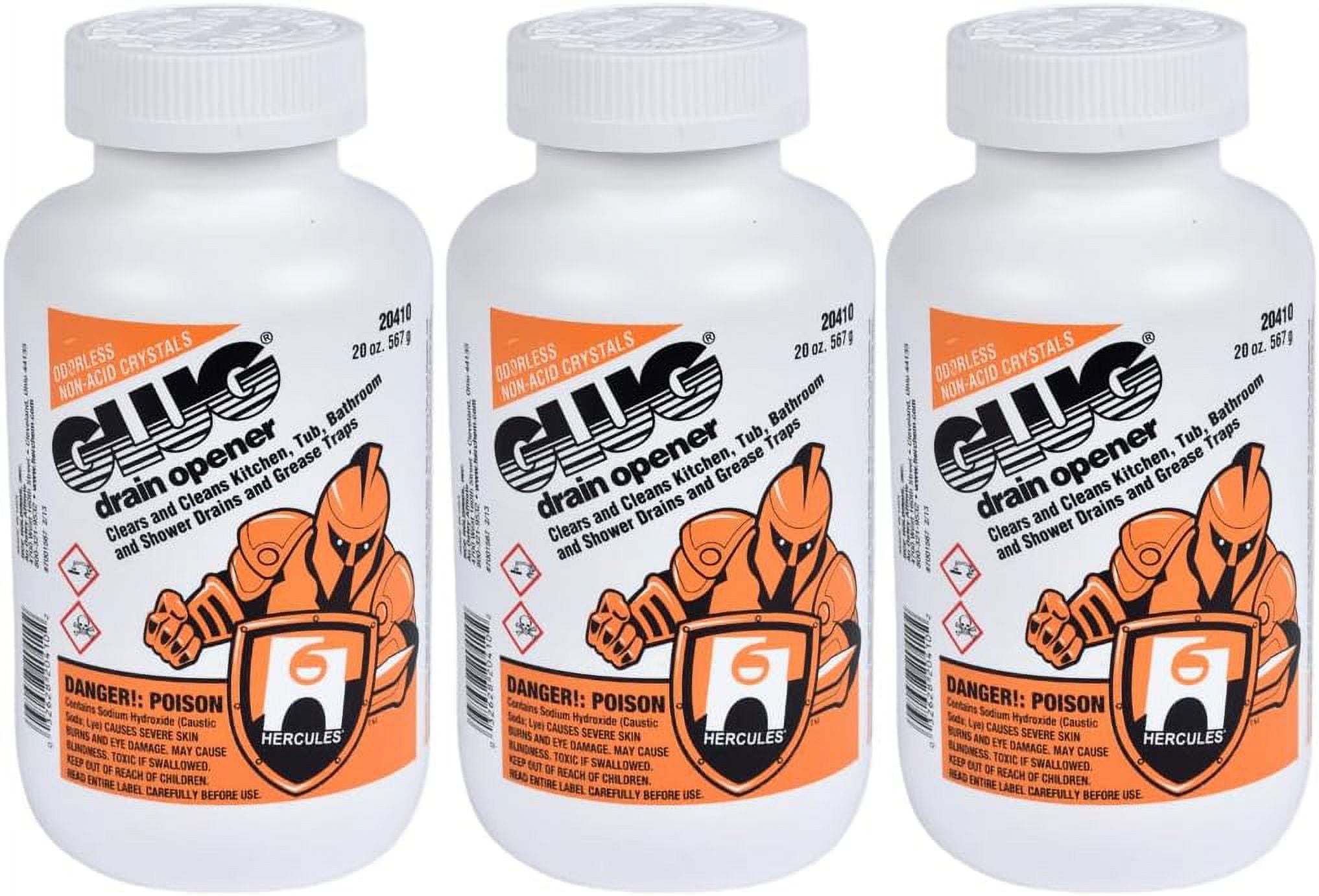 20410 Hercules Glug Crystals Drain Opener, 20 oz (Pack of 3) - Walmart.com