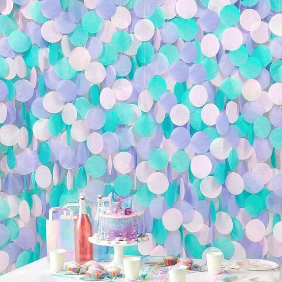 205 Ft Teal Purple Party Decorations Big Circle Dot Backdrop Garland ...