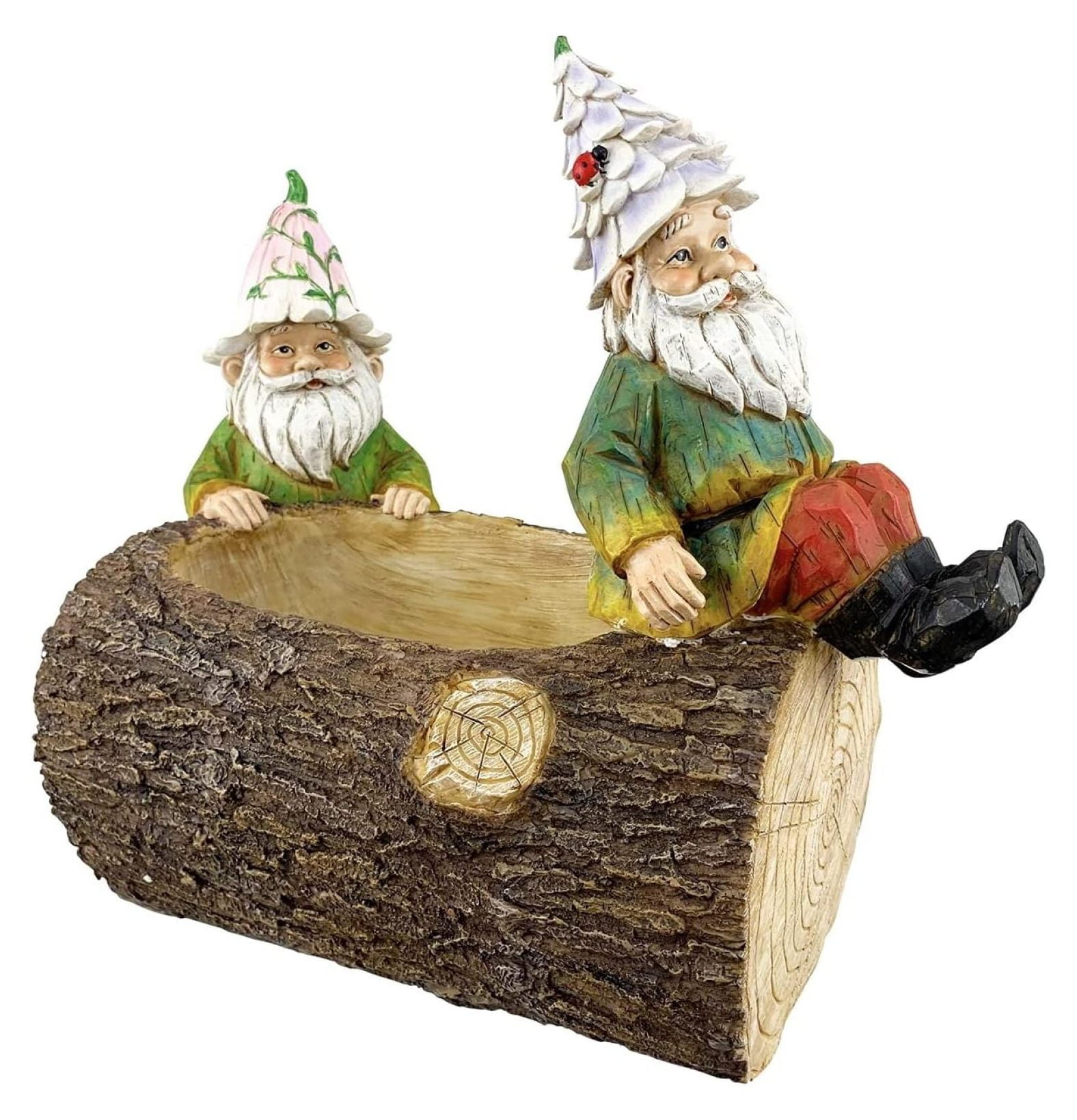 20514 Hand-Painted Resin and Stone Sculpted Gnome Planter, 4.5" Deep ...