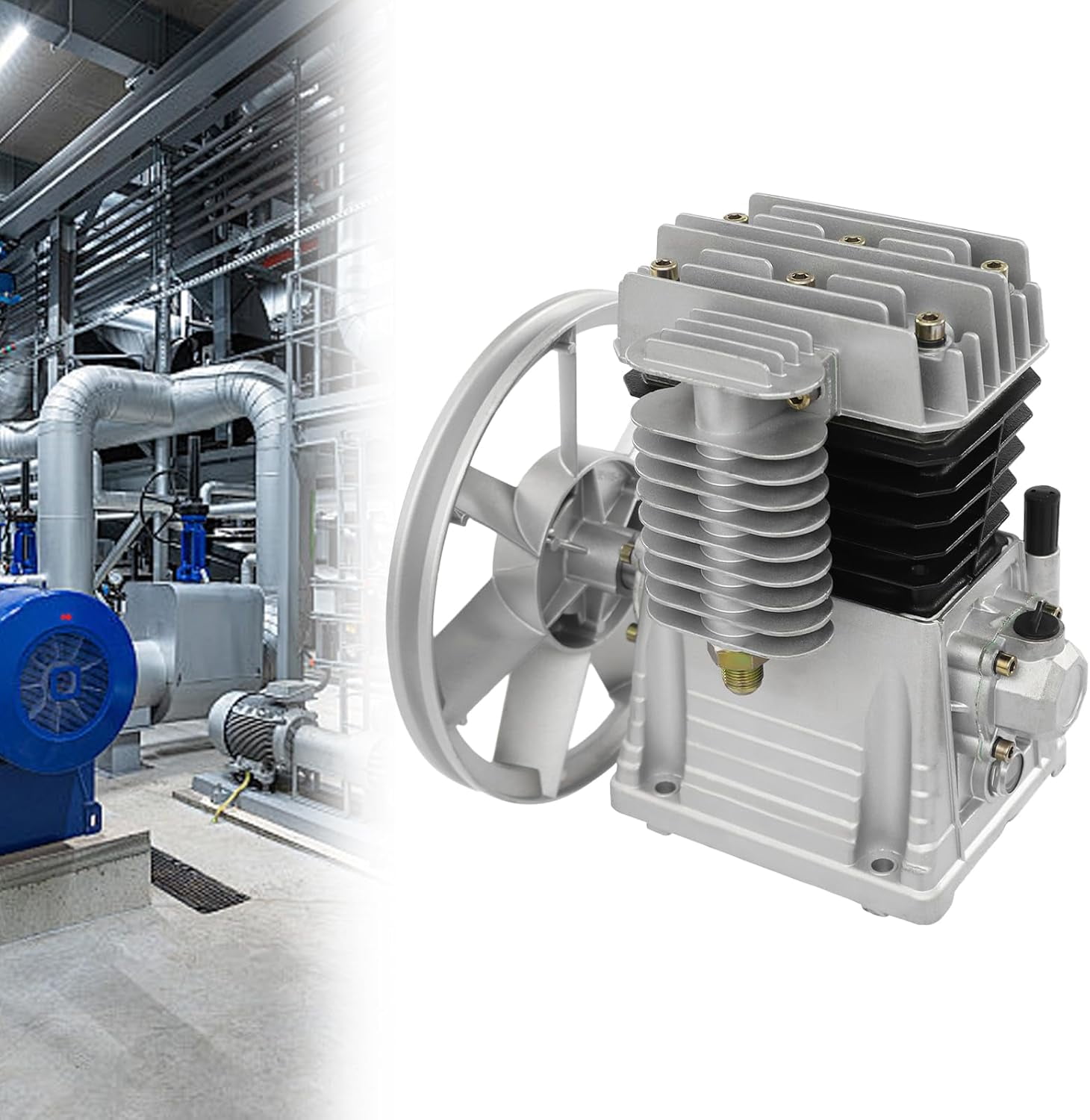 2055-2HP-1.5KW Air Compressor Pump Head 200L/min 8Bar Single Stage Twin ...