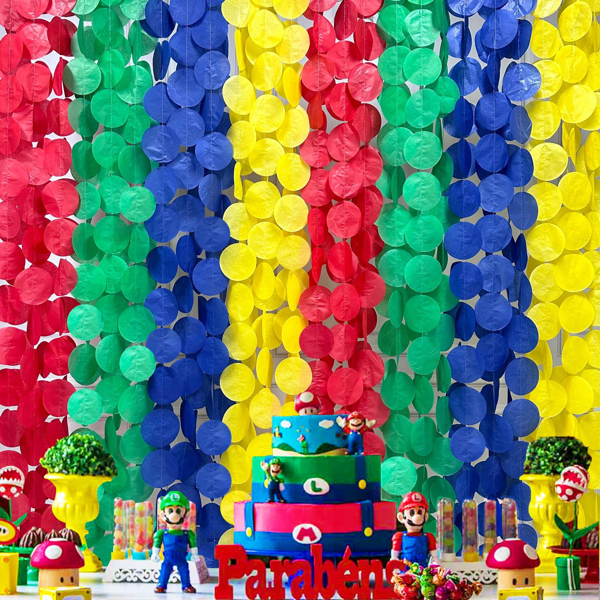 205Ft Rainbow Party Decorations Big Polka Dots Tissue Paper Backdrop ...