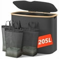 205L Laundry Hamper with Lid, Clothes Hamper 3 Section, Collapsible ...