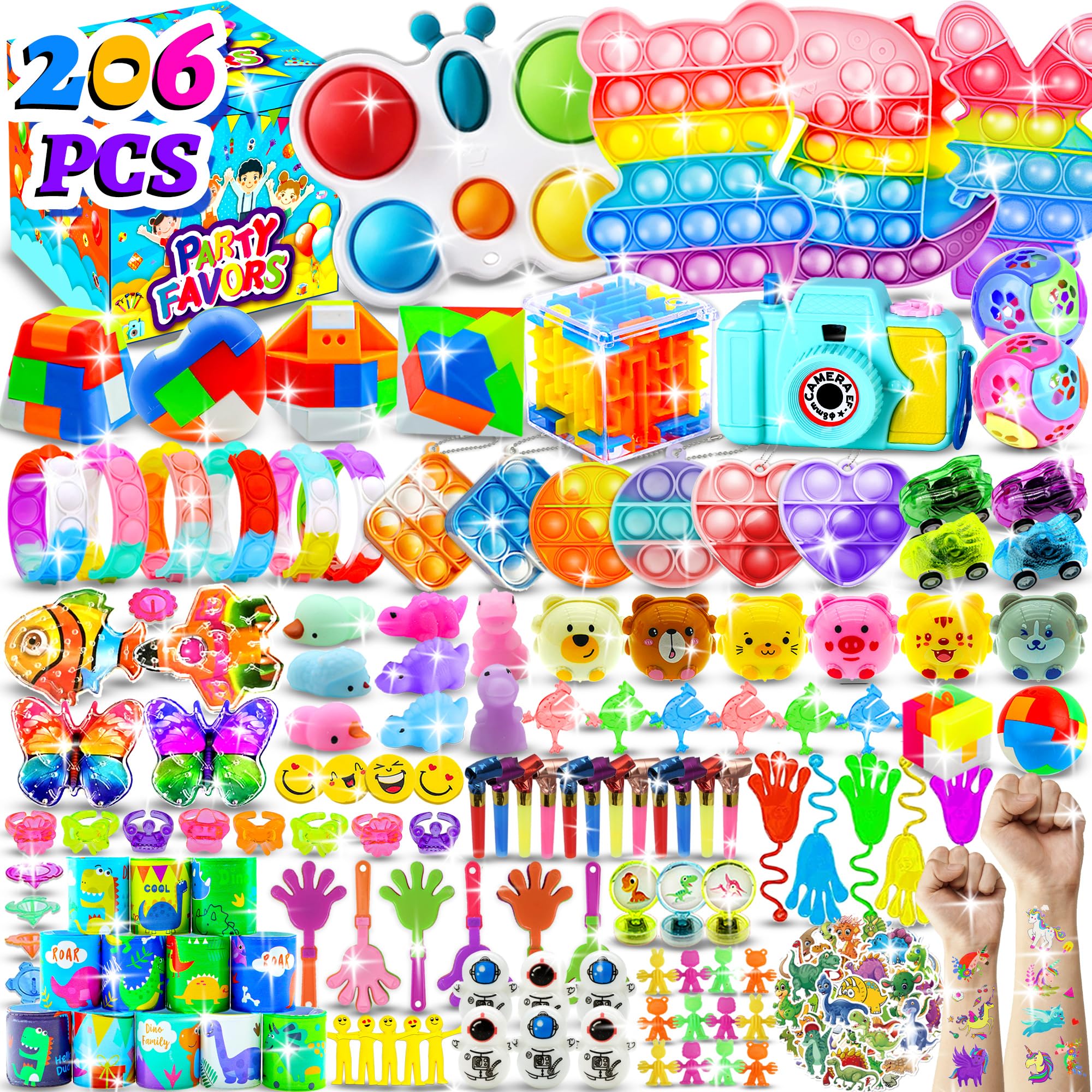 206 PCS Party Favors for Kids 3-5 H2FSD4-8-12, Fidget Toys Pack ...