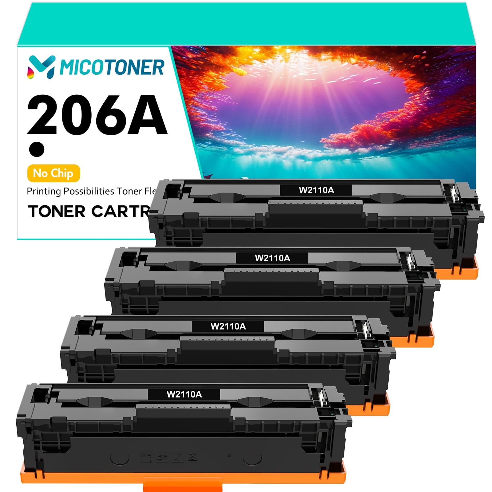 206A 206X 4-Pack Compatible Toner Cartridge for HP 206A W2110A LaserJet ...