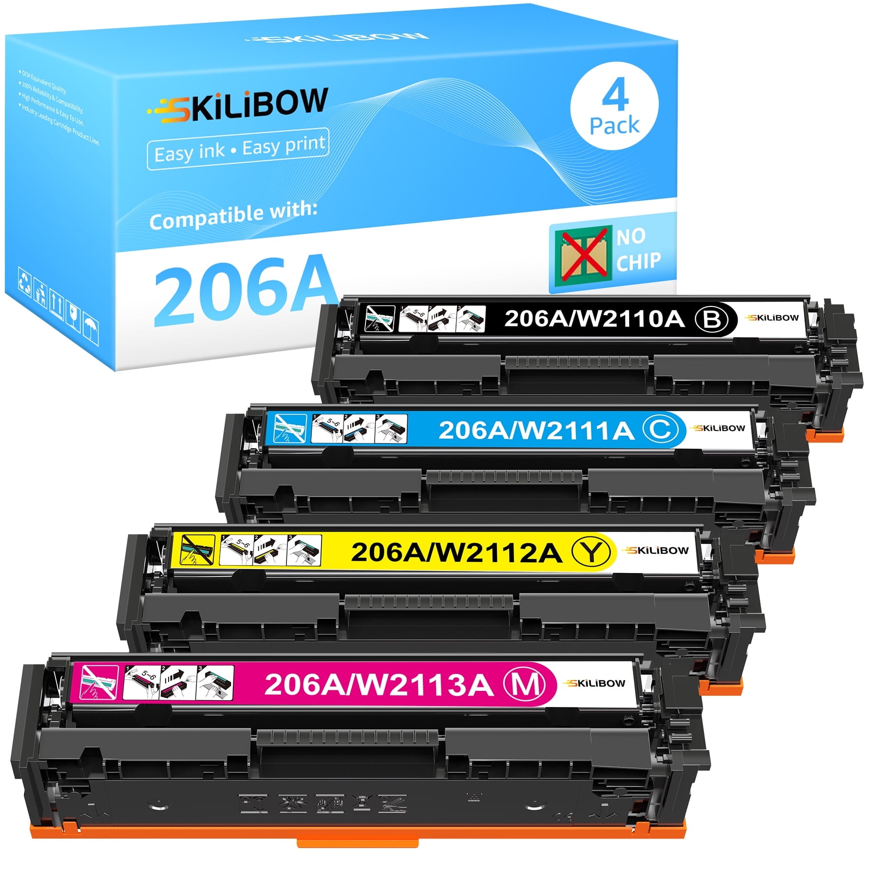 HP 206A 206X Toner Cartridge Replacement, 4-Pack for Pro M283fdw M255dw ...