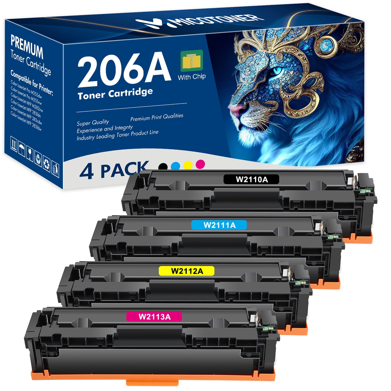 206A Toner Cartridge 206X with Chip Compatible for HP 206X 206A W2110A ...