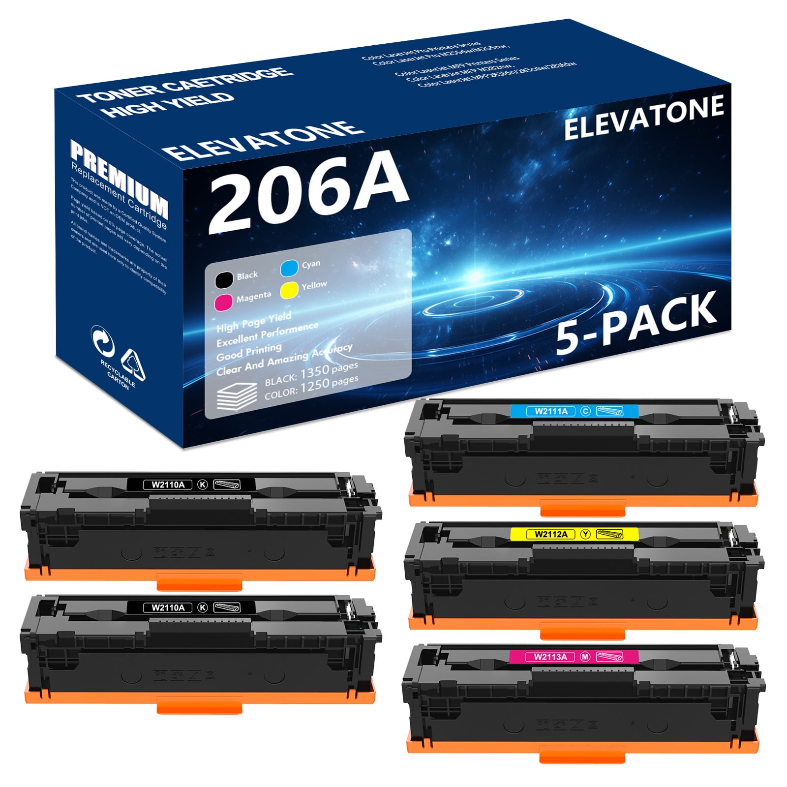 206A Toner Cartridge with Chip Compatible for HP 206A 206X High Yield ...
