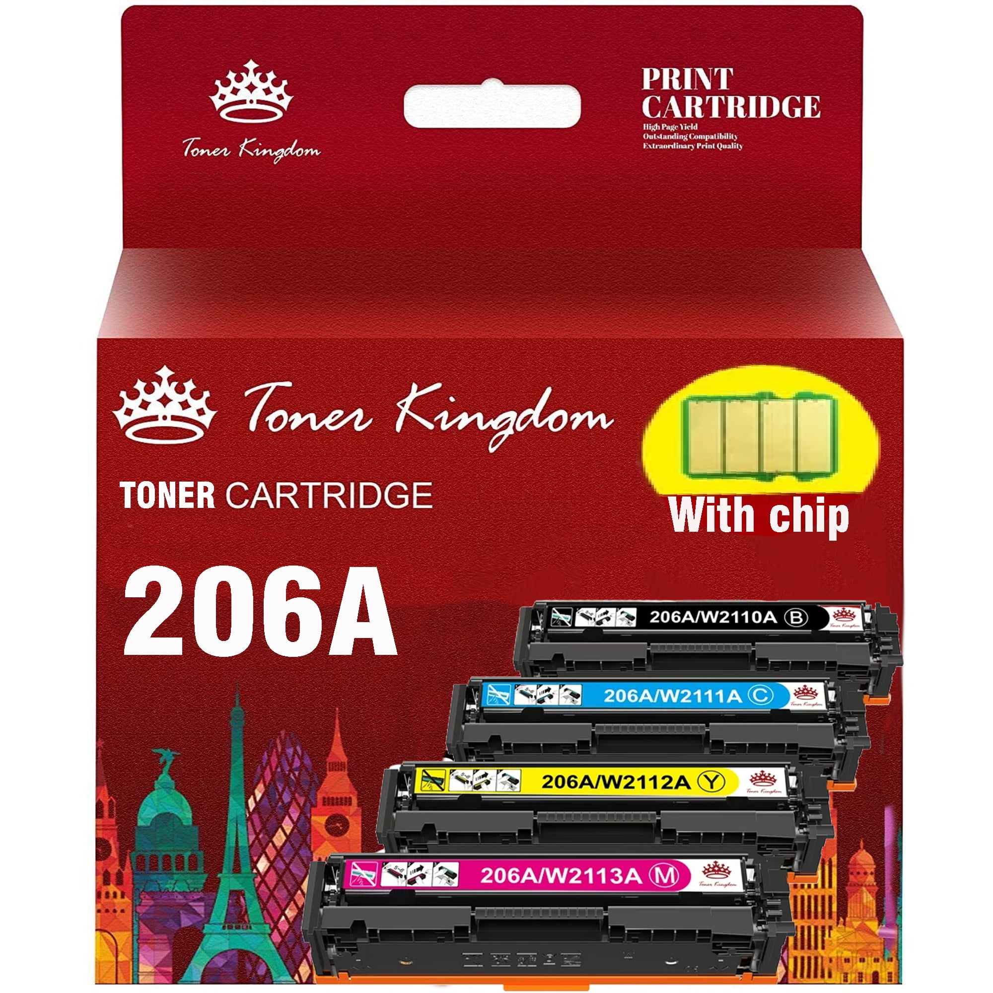 206A Toner Cartridge(With Chip)Replacement for HP 206A W2110A 206X ...