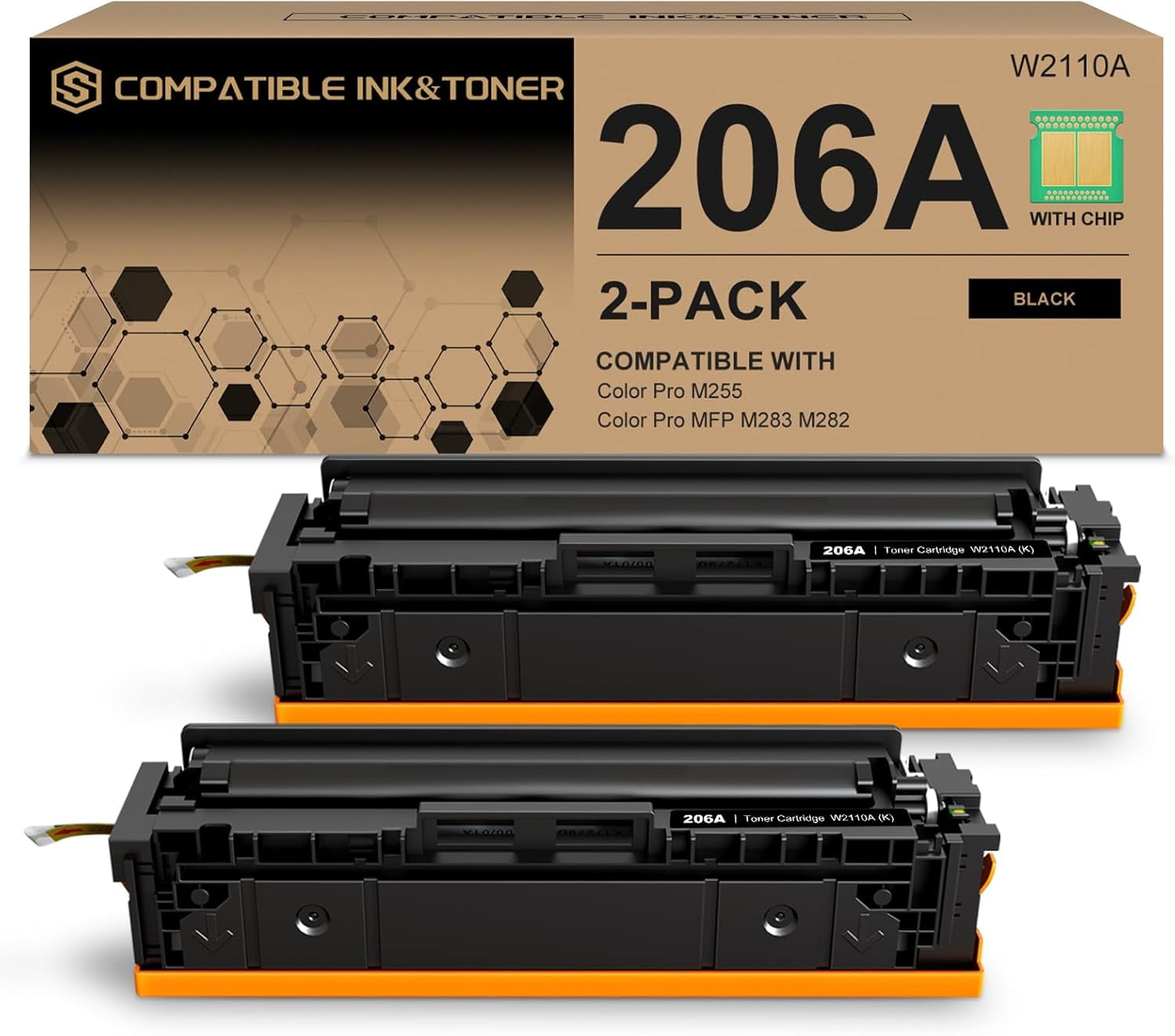 206A Toner Cartridges Black (with Chip) Works with HP Color Pro MFP ...