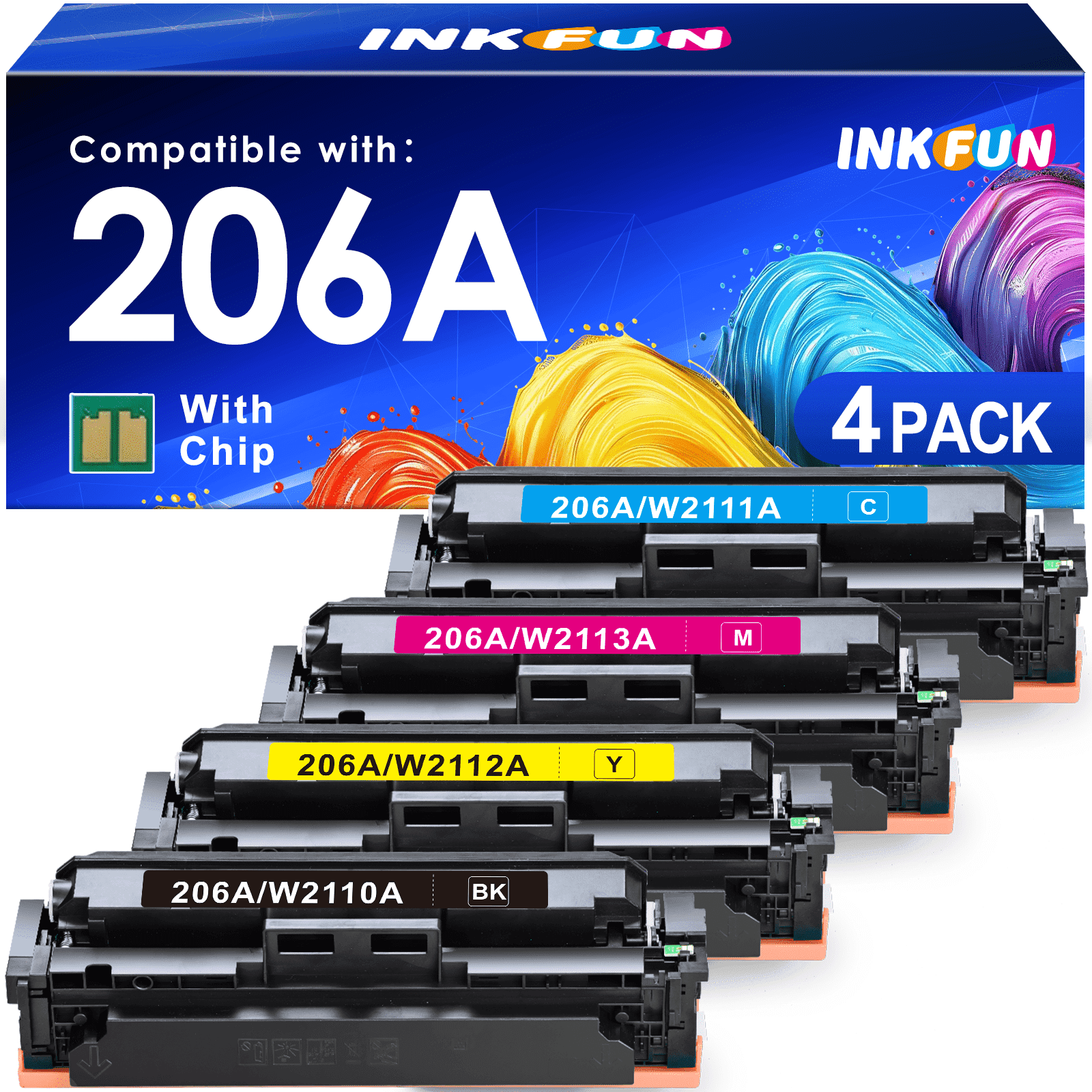 INKFUN 206A Toner Cartridge with Chip, Compatible for HP 206A 206X, MFP ...
