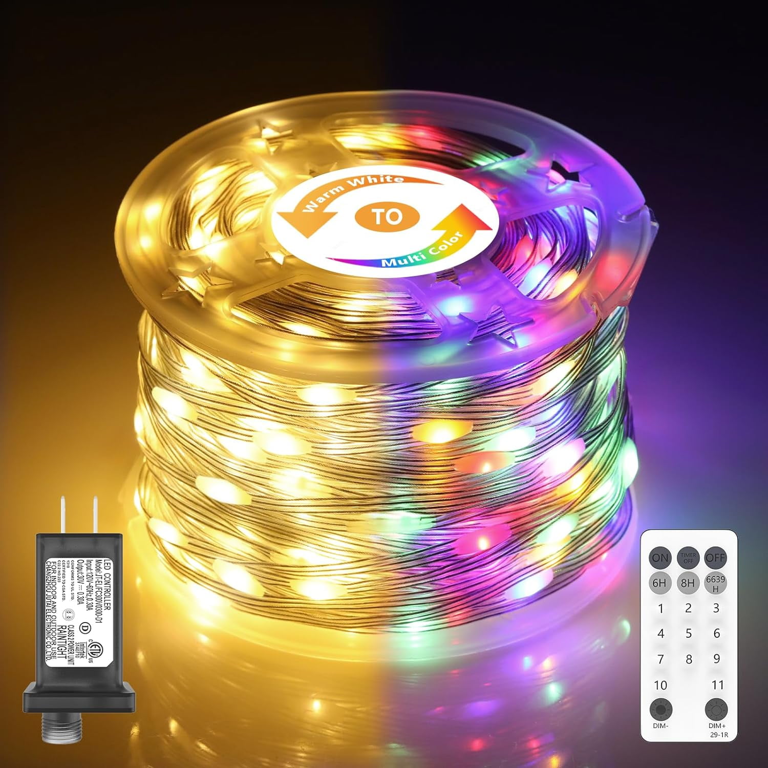 206FT Christmas Lights Plug-in, Outdoor 600LED Waterproof Twinkle Fairy ...