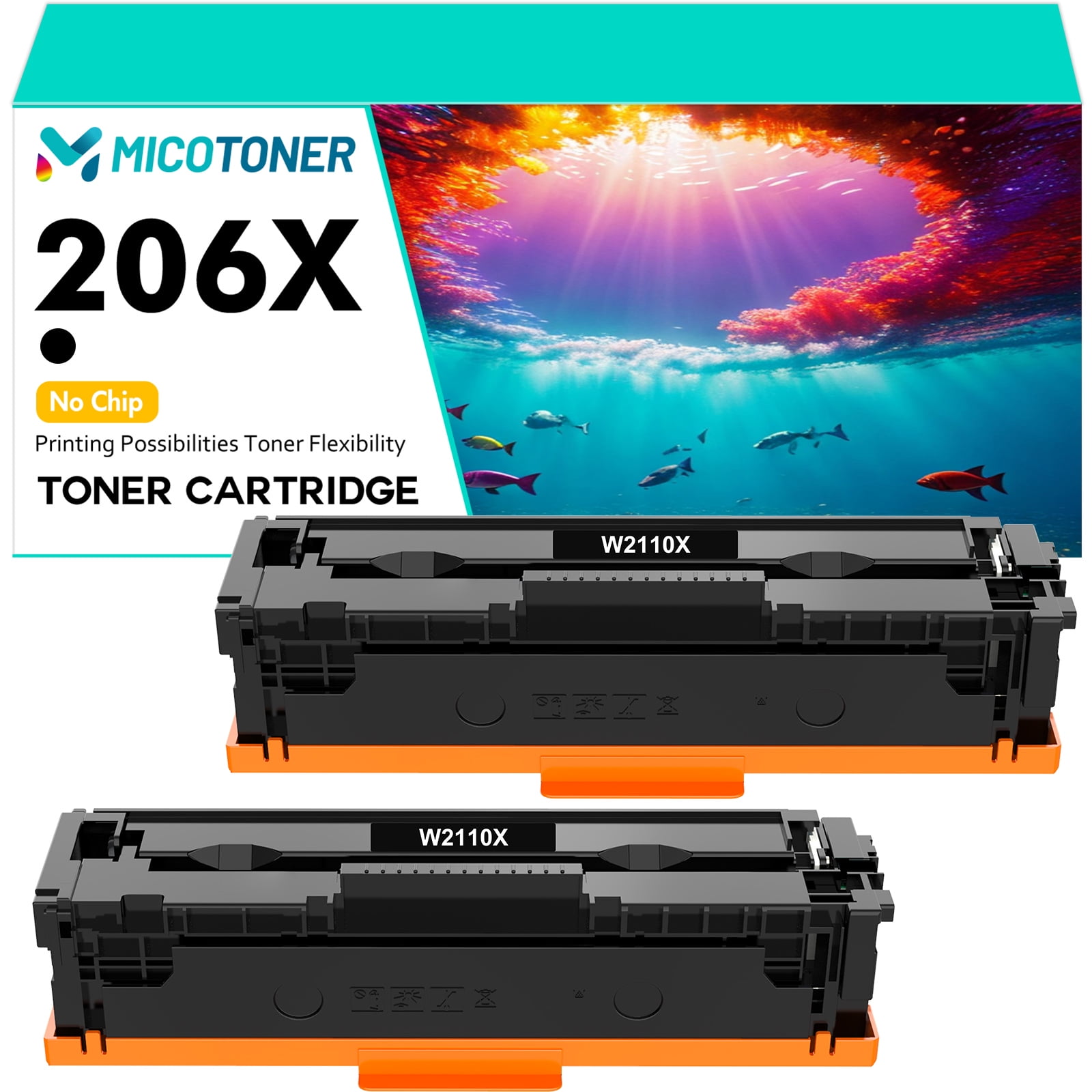 206X 206A 2-Pack Compatible Toner Cartridge for HP 206X W2110X LaserJet ...