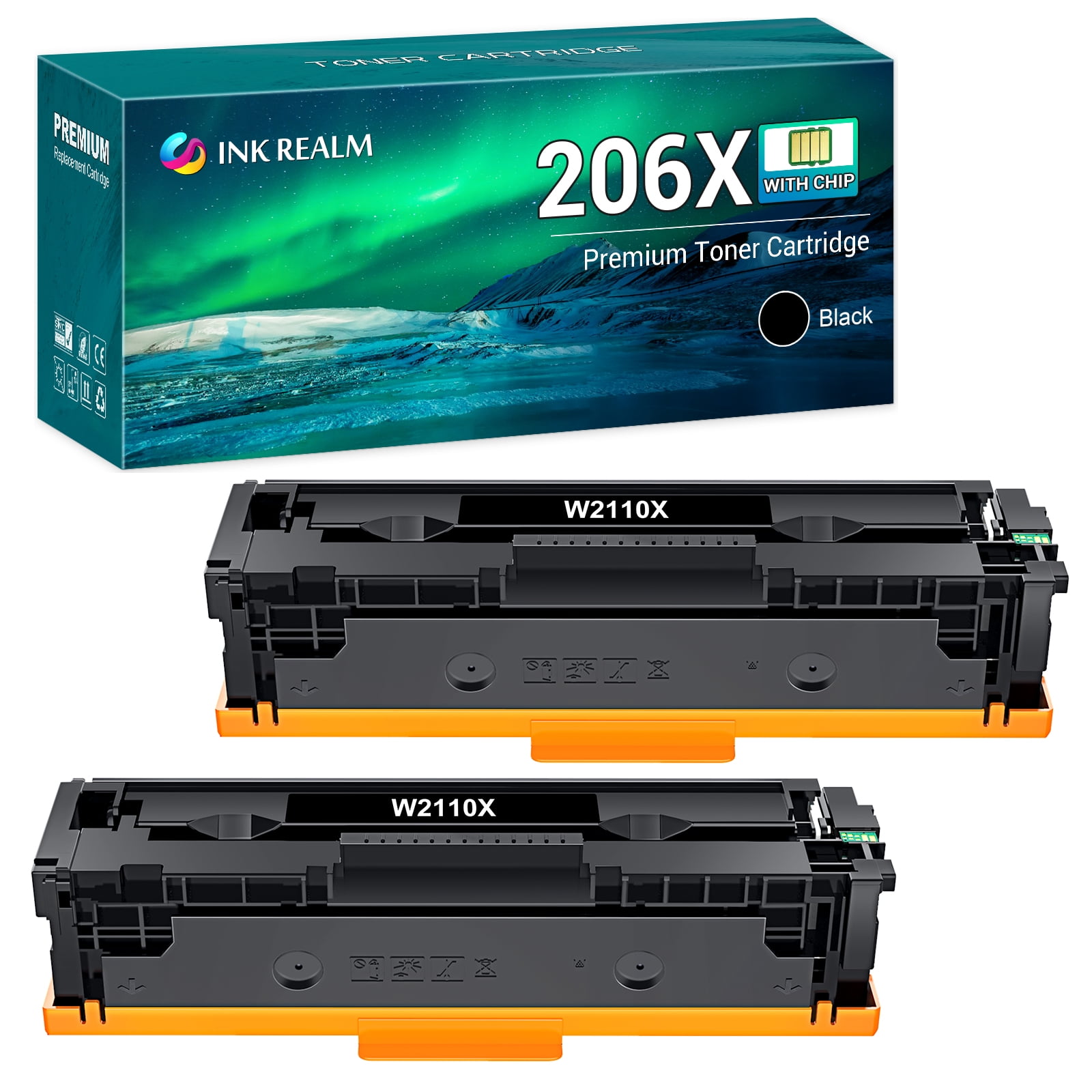 206X Black High-yield Toner Cartridge-Ink realm 2-Pack Compatible Toner ...