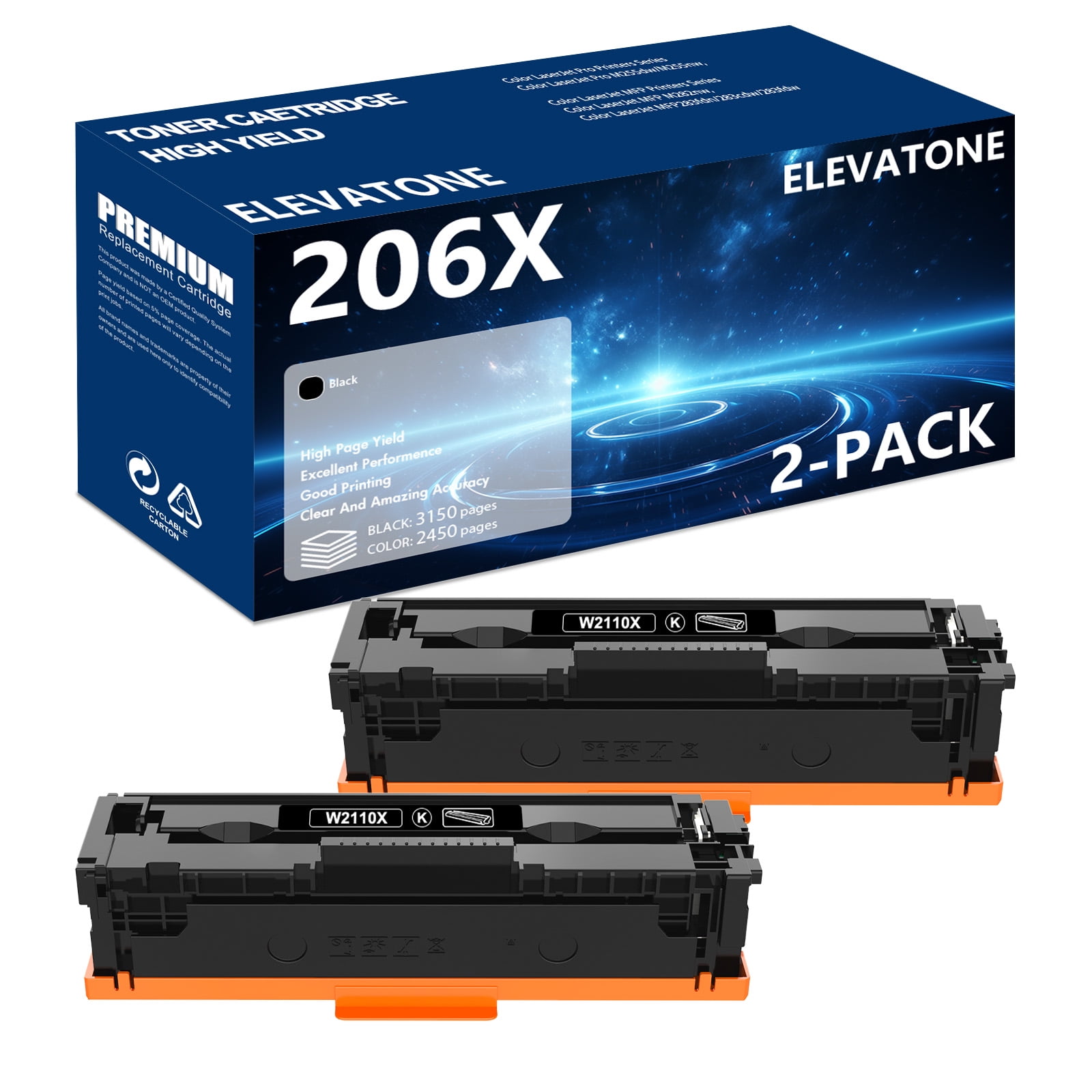 206X Toner Cartridge with Chip Compatible for HP 206X 206A W2110A for ...
