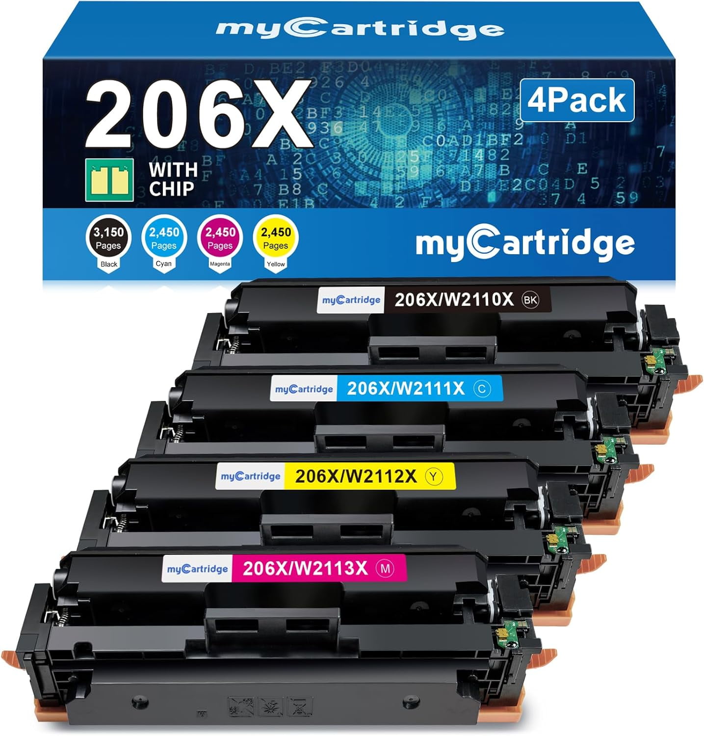 206X Toner Cartridges 4 Pack High Yield (with Chip) Compatible ...