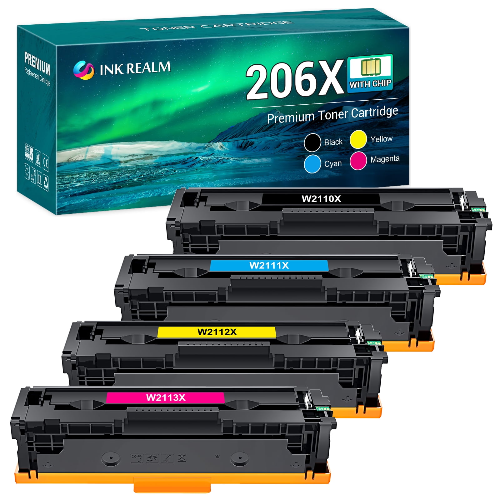 206X With Chip 4-Pack Compatible Toner for HP 206X 206A W2110X W2111X ...