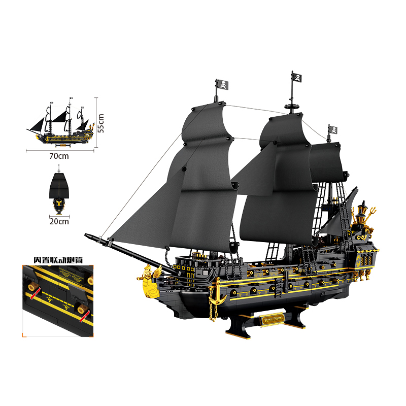 2076PCS Pirate Ship Building Bricks Assembly MOC Blocks Toys Boat Model ...