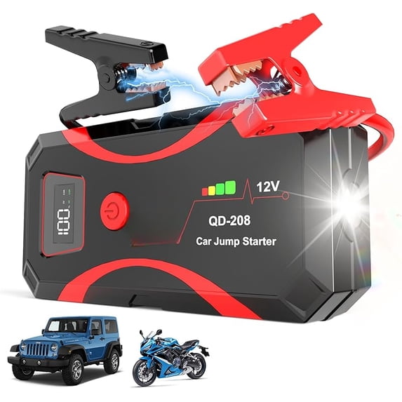 208 Car Battery Jump Starter, Portable Power Battery Pack 2000A Peak ...
