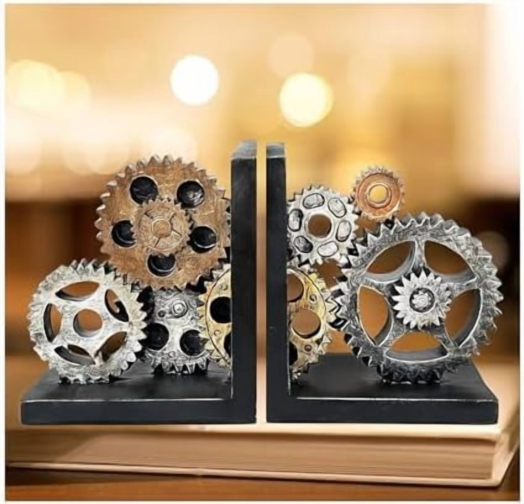 20881 Decorative Bookends Gear Book Shelves Stoppers Holder Nonskid ...