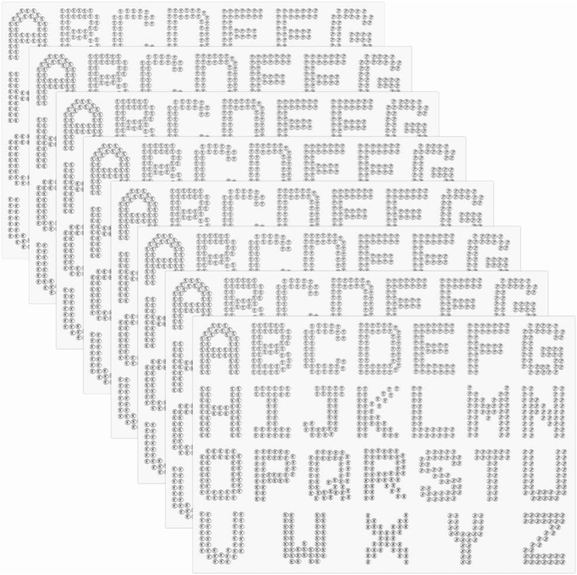 208PCS Rhinestone Alphabet Glitter Letter Stickers Silver Letter A~Z ...