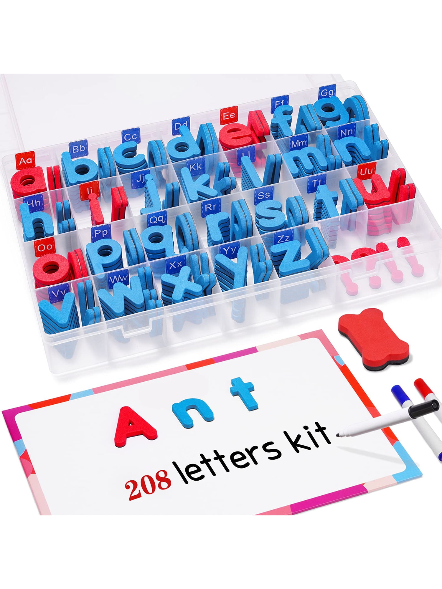 208Pcs Magnetic Alphabet Letters Kit with Magnet Board Foam Alphabet ...