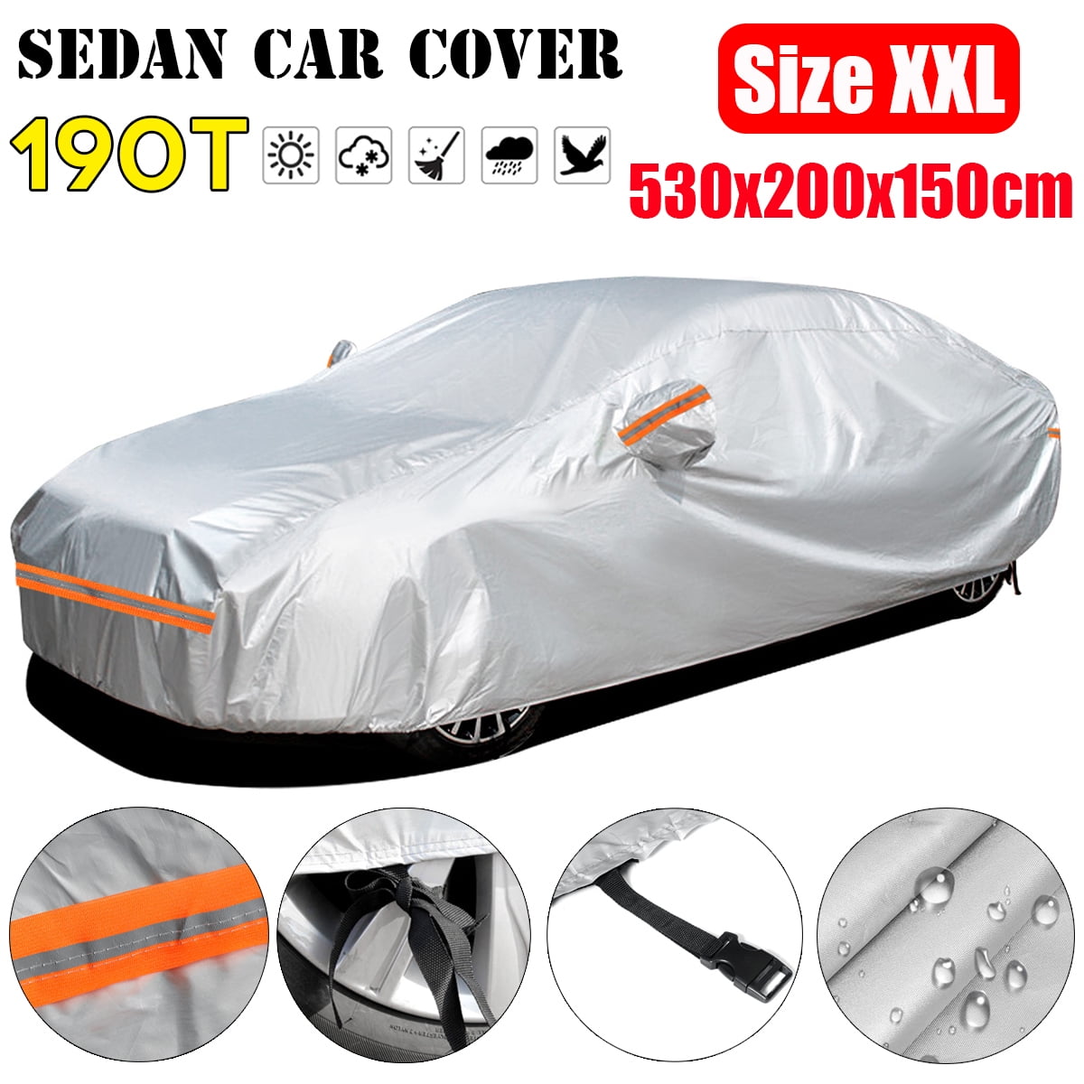 208x79x59 inches Universal Car Cover for Sedan Waterproof Indoor ...