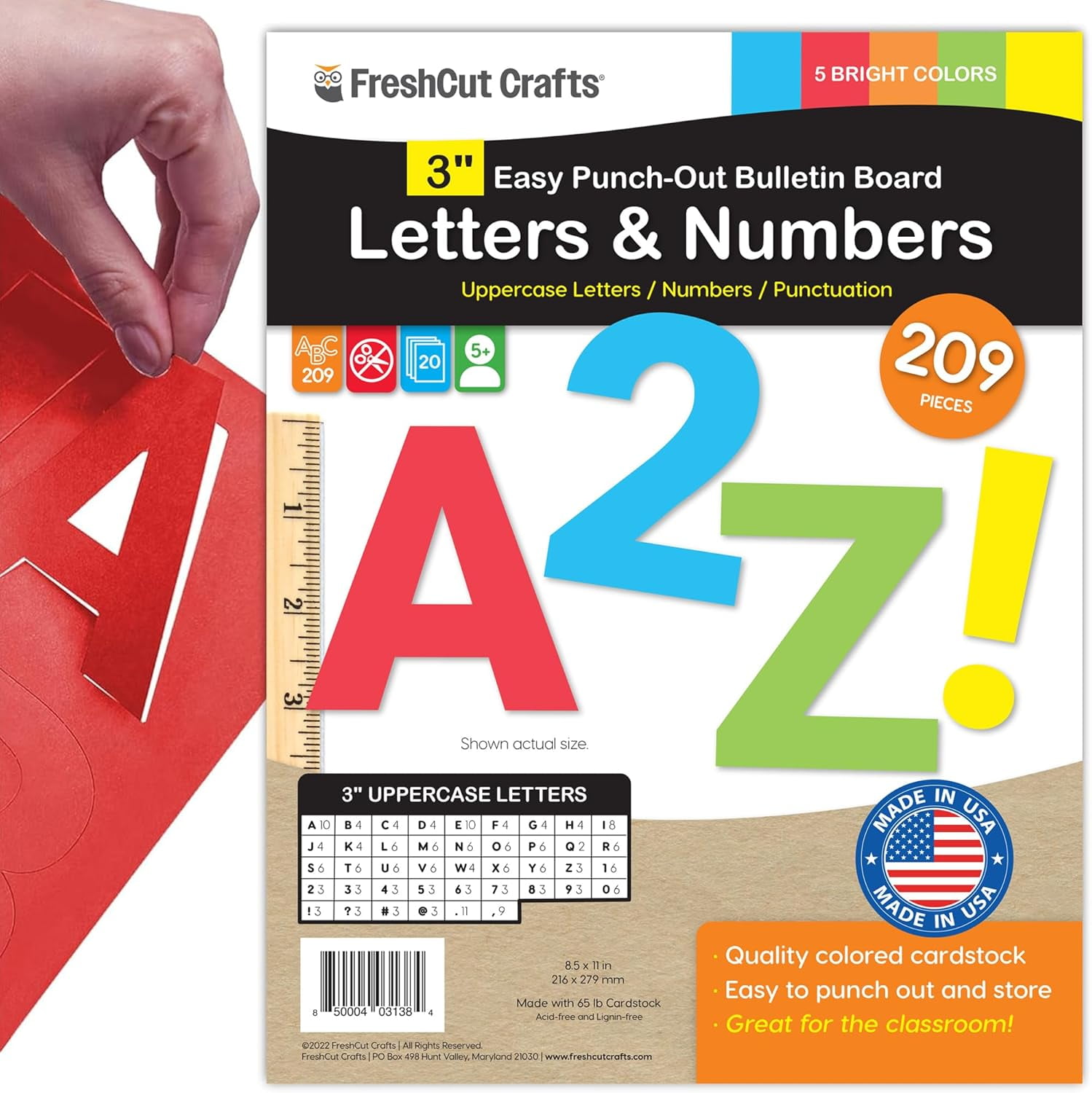 209 Pcs 3" Bright Bulletin Board Letters & Numbers, Capital, Numbers ...