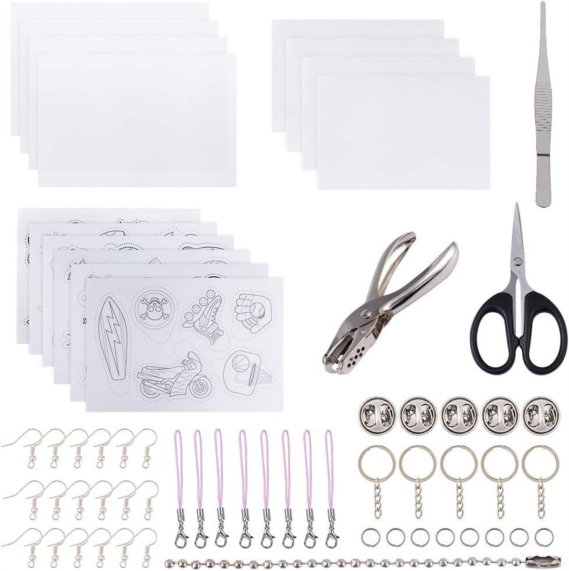209 Pcs Heat Shrink Film Sheet Kit with Alloy Handheld Puncher Stainless Steel Tweezers Iron ...