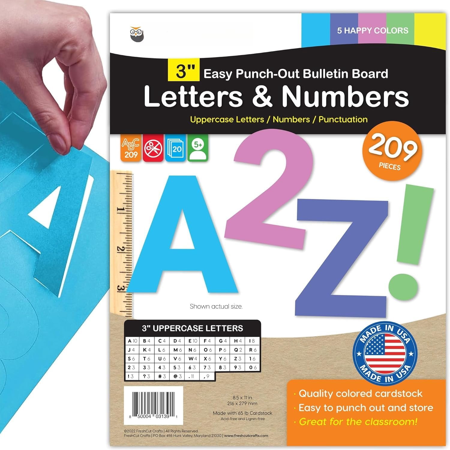 209 count 3" Happy Colors Precut Letters & Numbers - Capital, Numbers ...