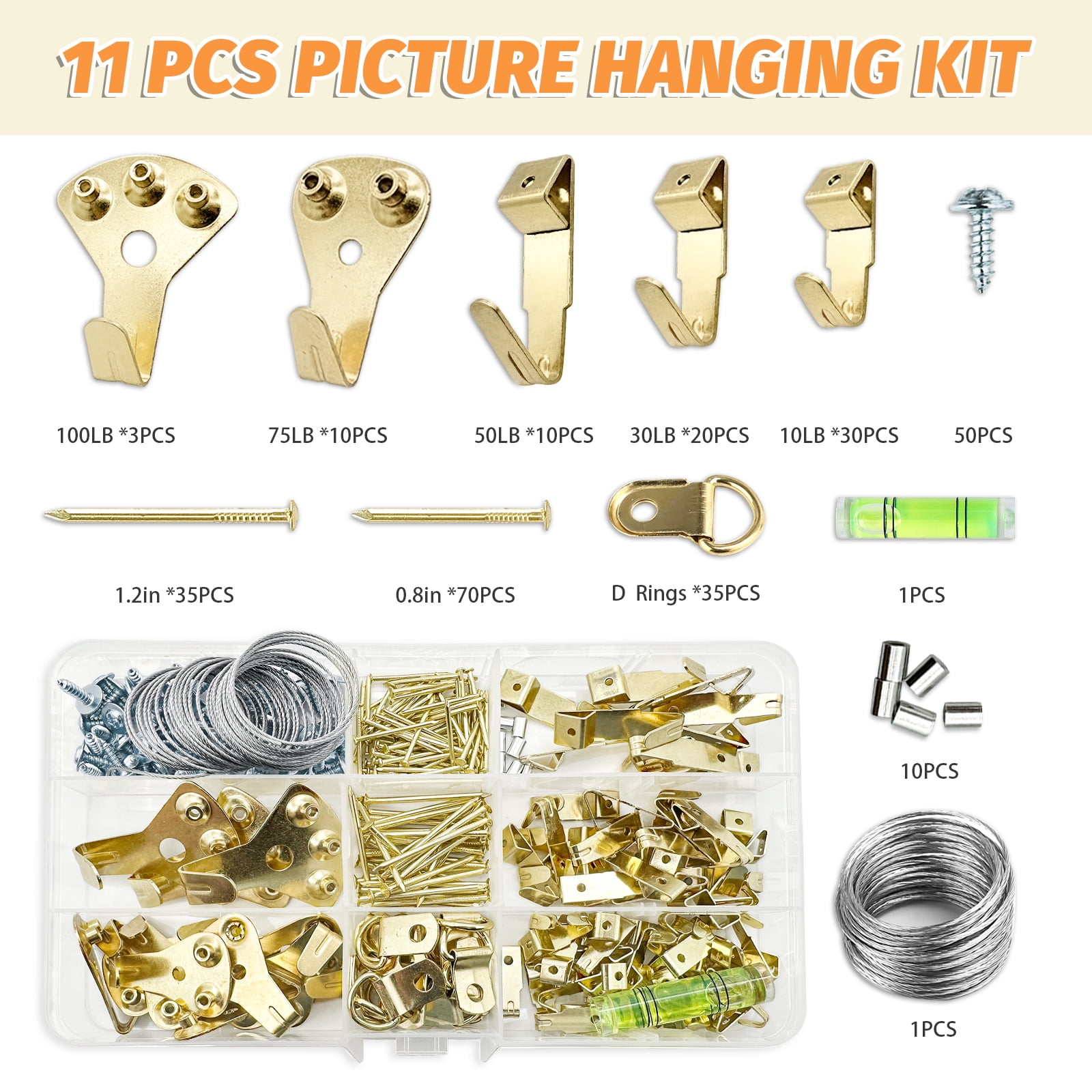 209 piece picture hanging kits, heavy duty picture hangers for drywall ...