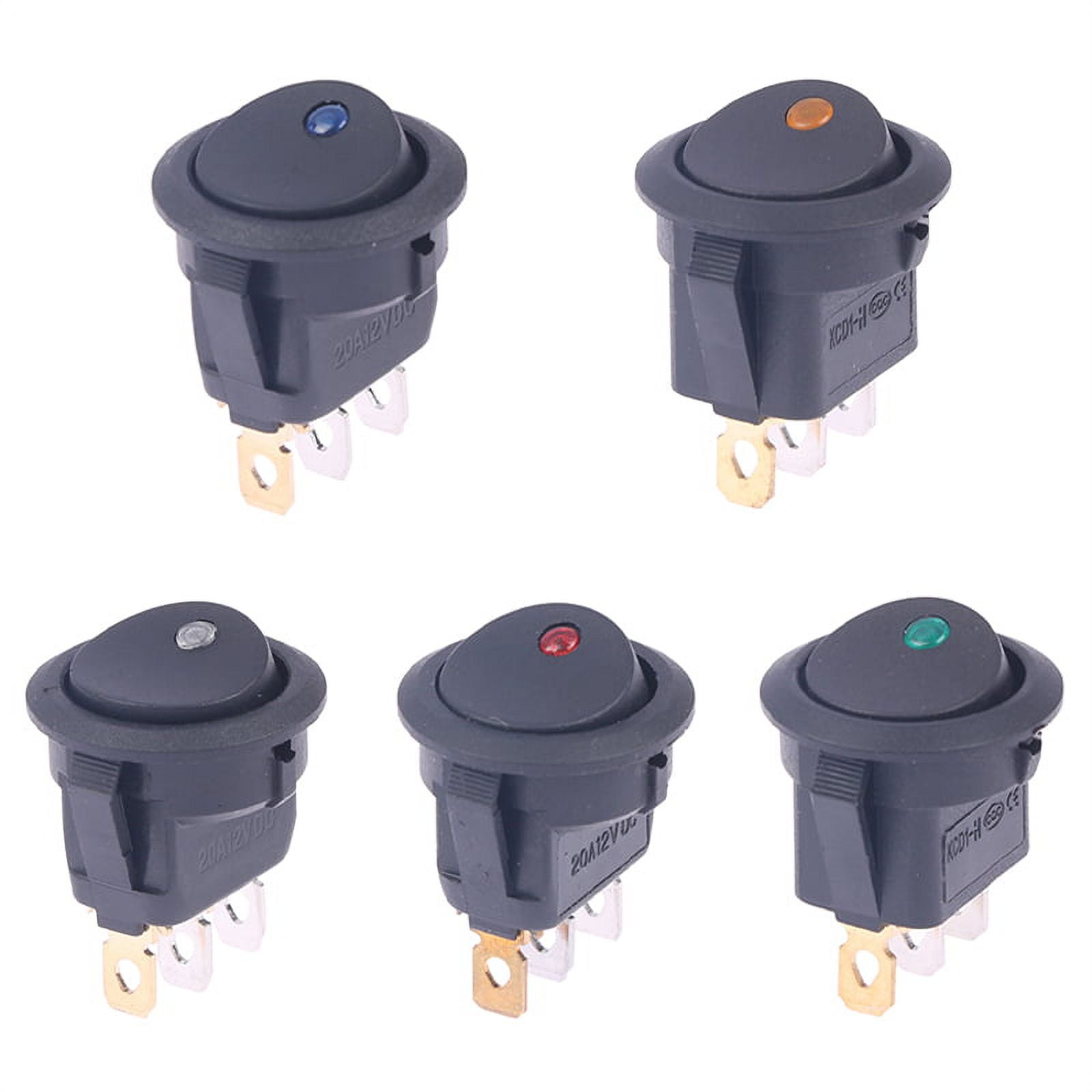 20A 12V DC Waterproof Rocker Switch LED Dot Light Car Boat Round ON/OFF ...