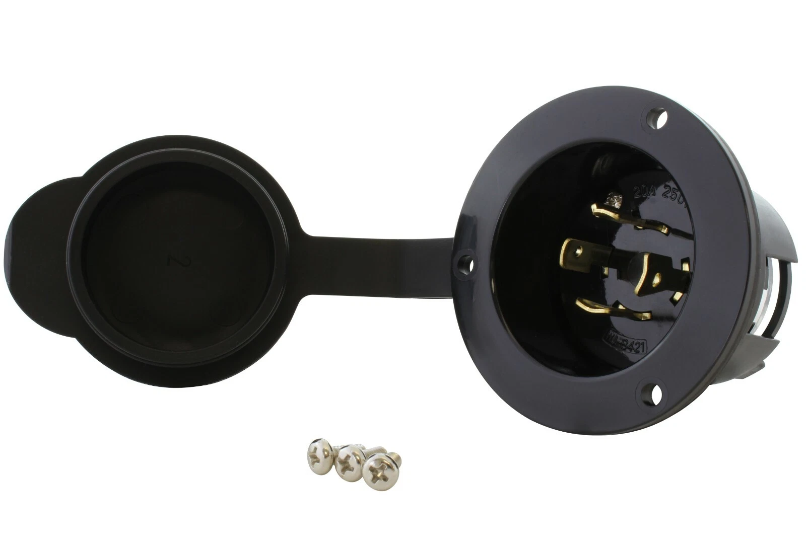 20A 250V 3-Phase NEMA L15-20P Flanged Power Input Inlet With Cover by ...