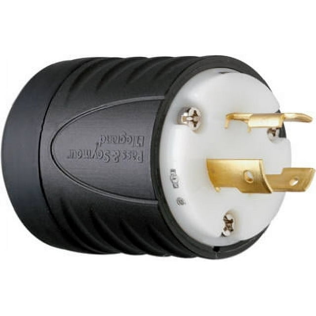 20A, 250V, Black & White, 2 Pole, 3 Wire Grounding, Locking Plug, NEMA ...